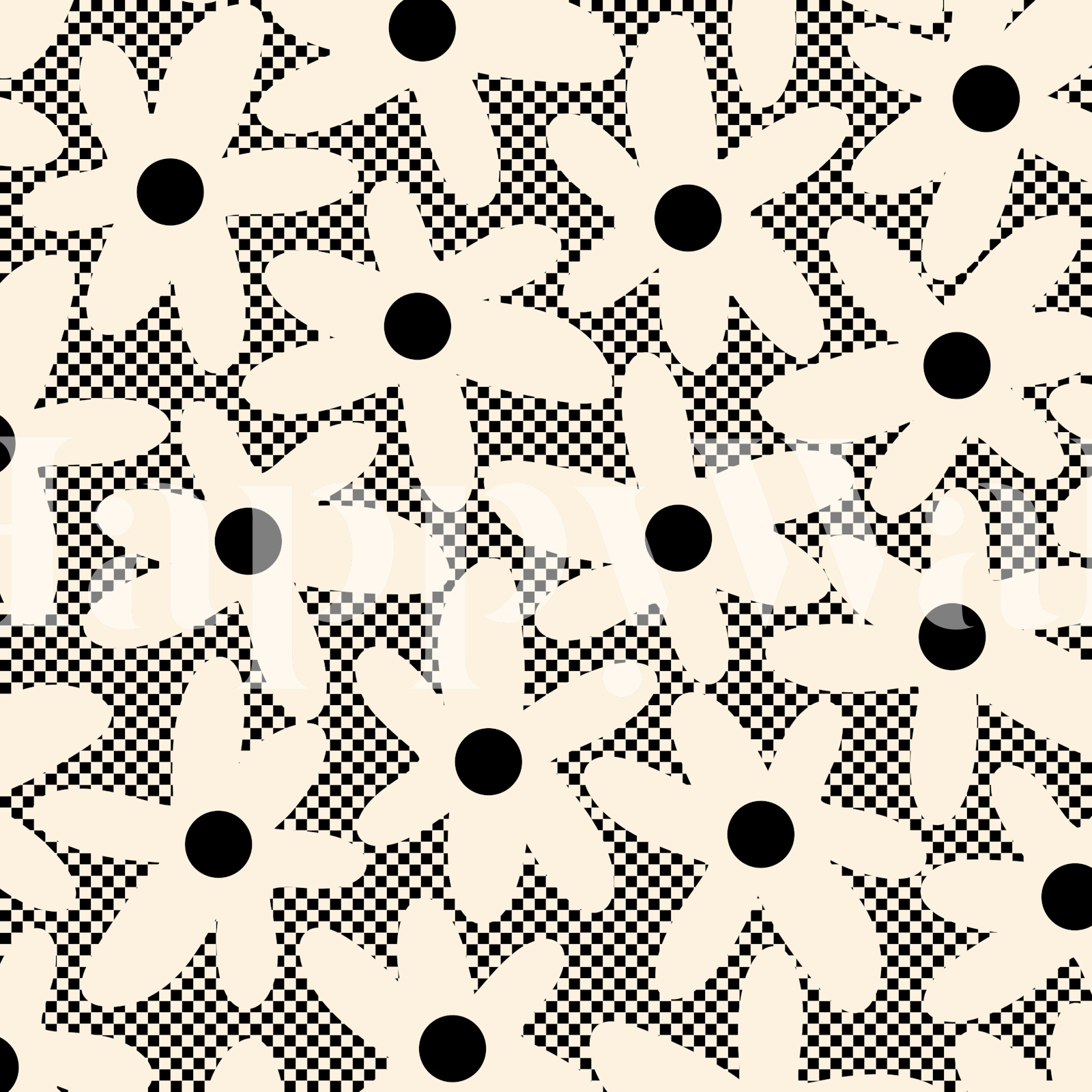 Daisy Time Checkered Floral Wallpaper