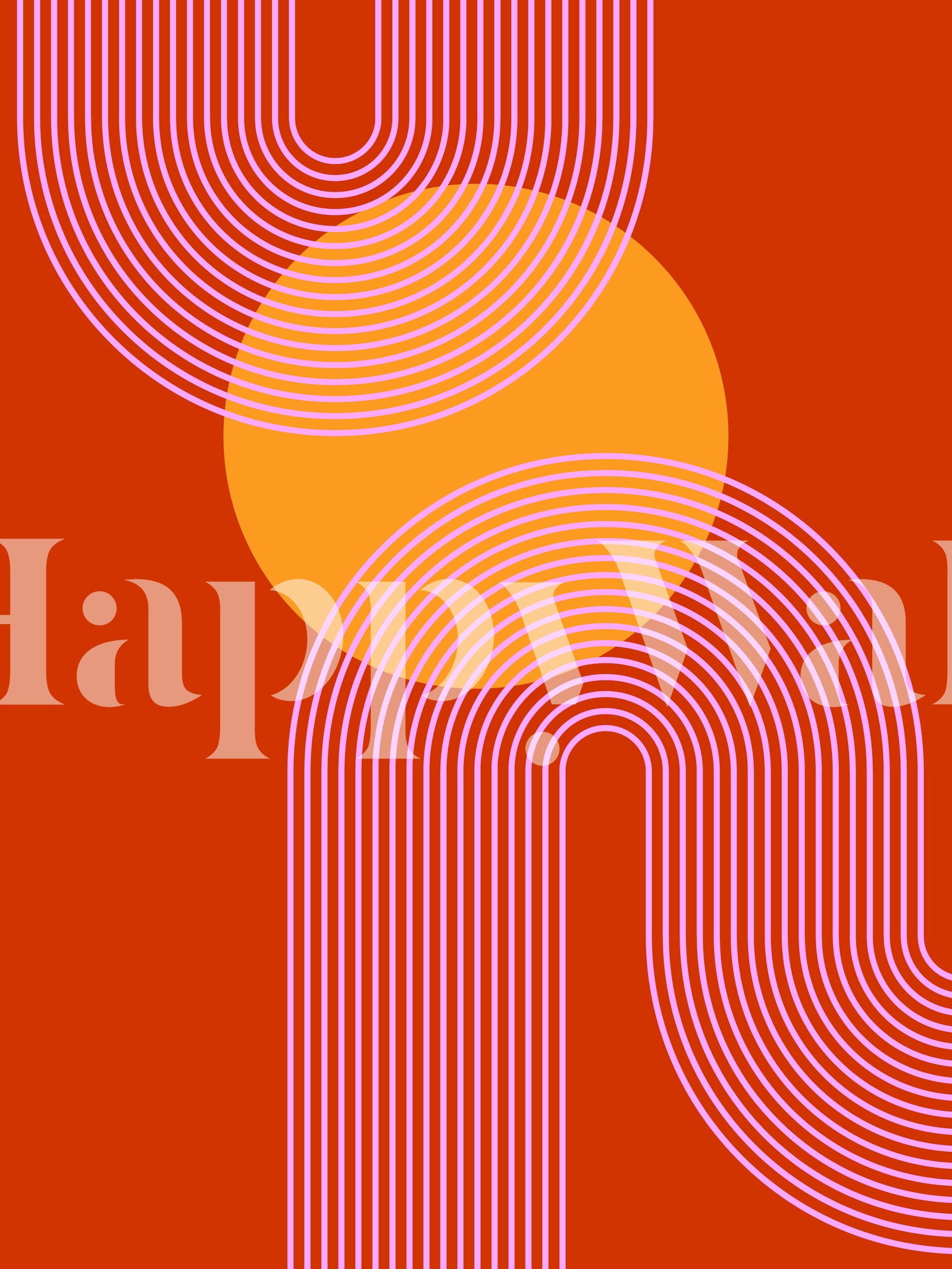 Orange Geometric Wallpaper with Lines