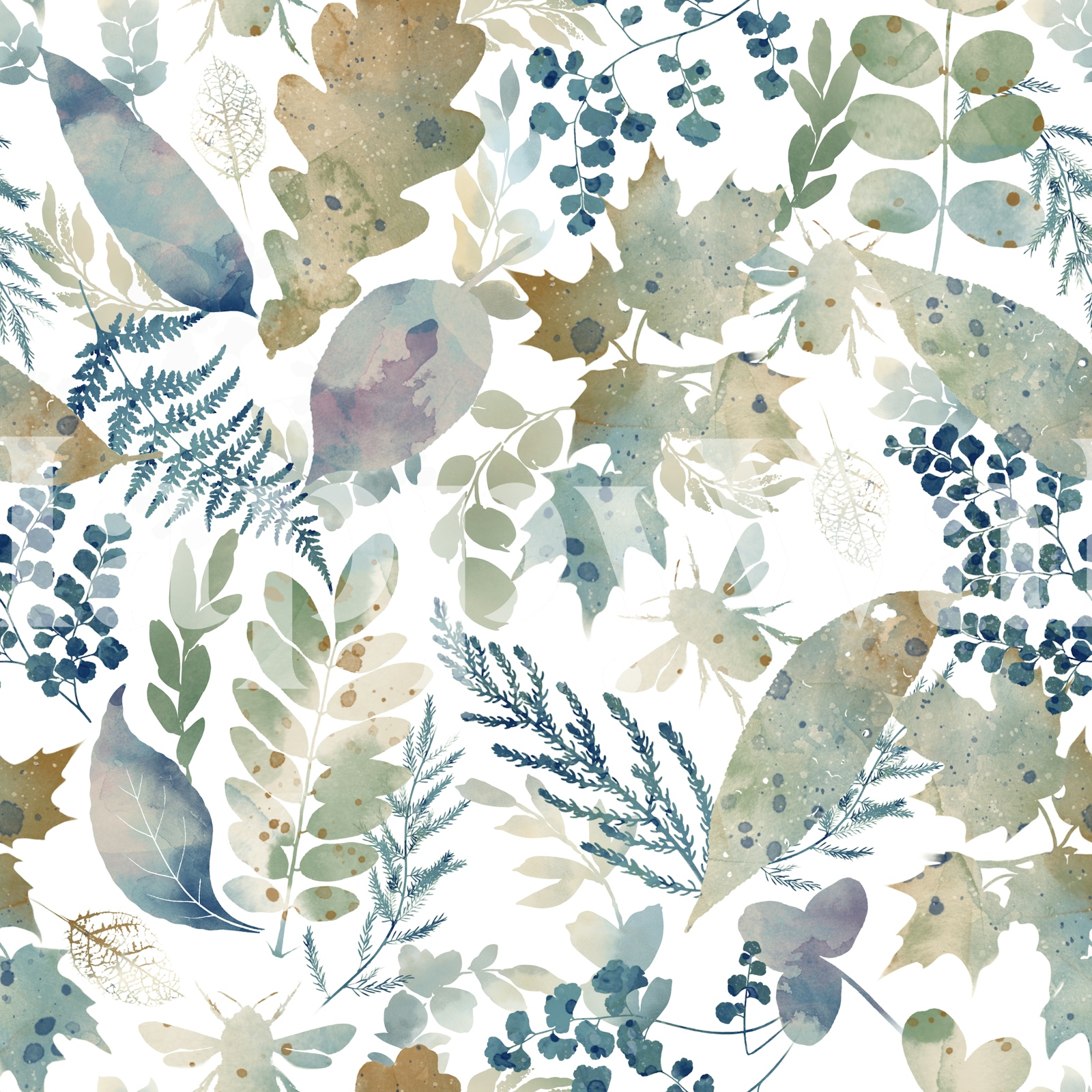 Whimsical Leaf Harmony Wallpaper - happywall.com