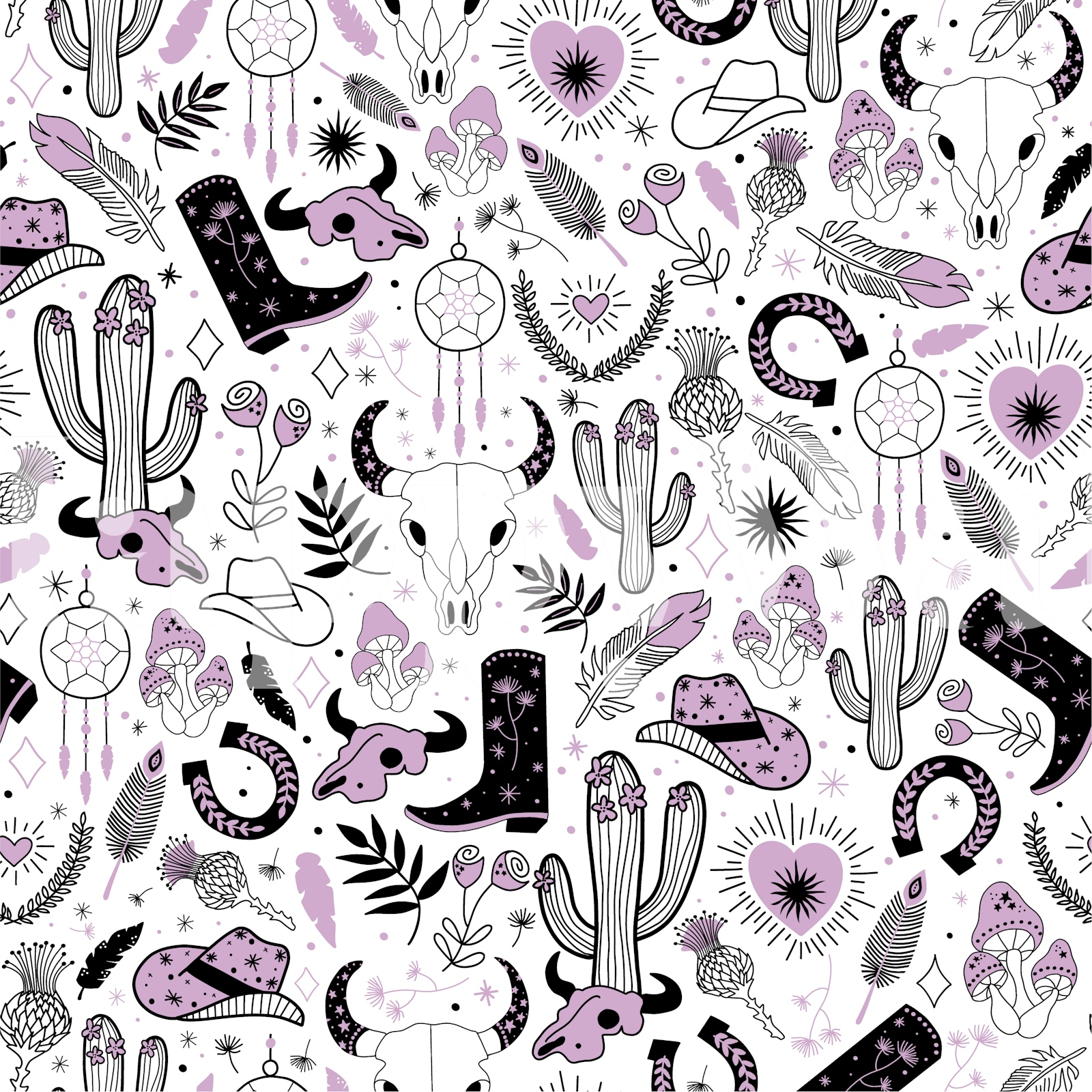 Edgy Western Pastel Purple Cowgirl Desert Wallpaper