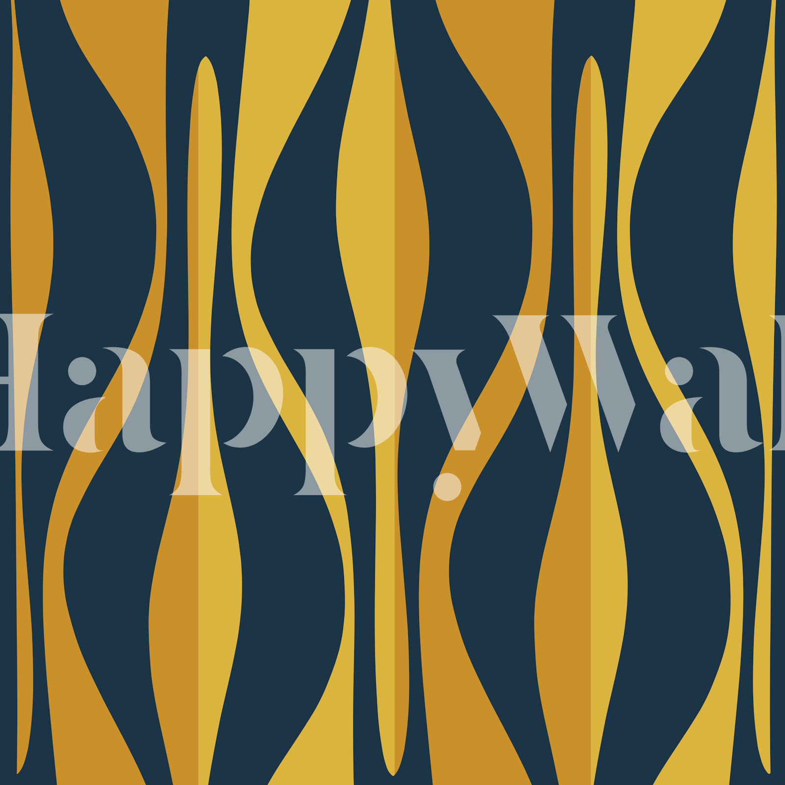 Mid Century Modern Navy Blue Mustard Wallpaper