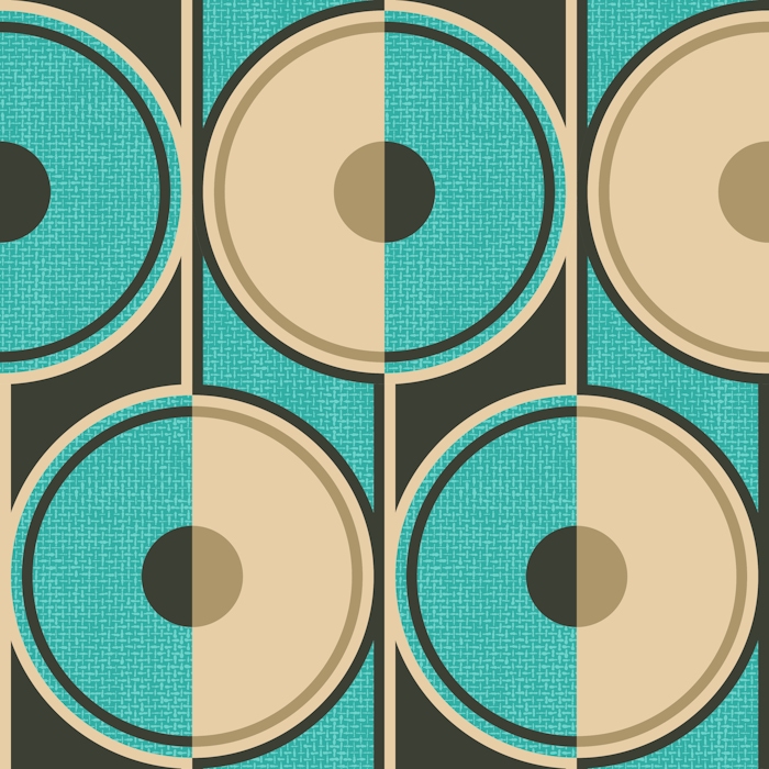 Small retro circles teal - happywall.com