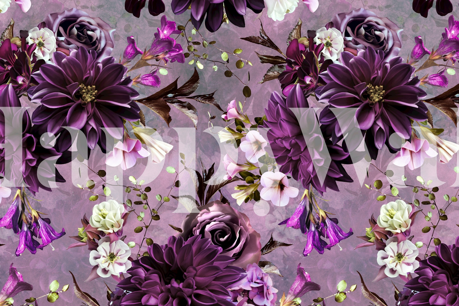 Majestic Baroque Purple Bouquet Wallpaper
