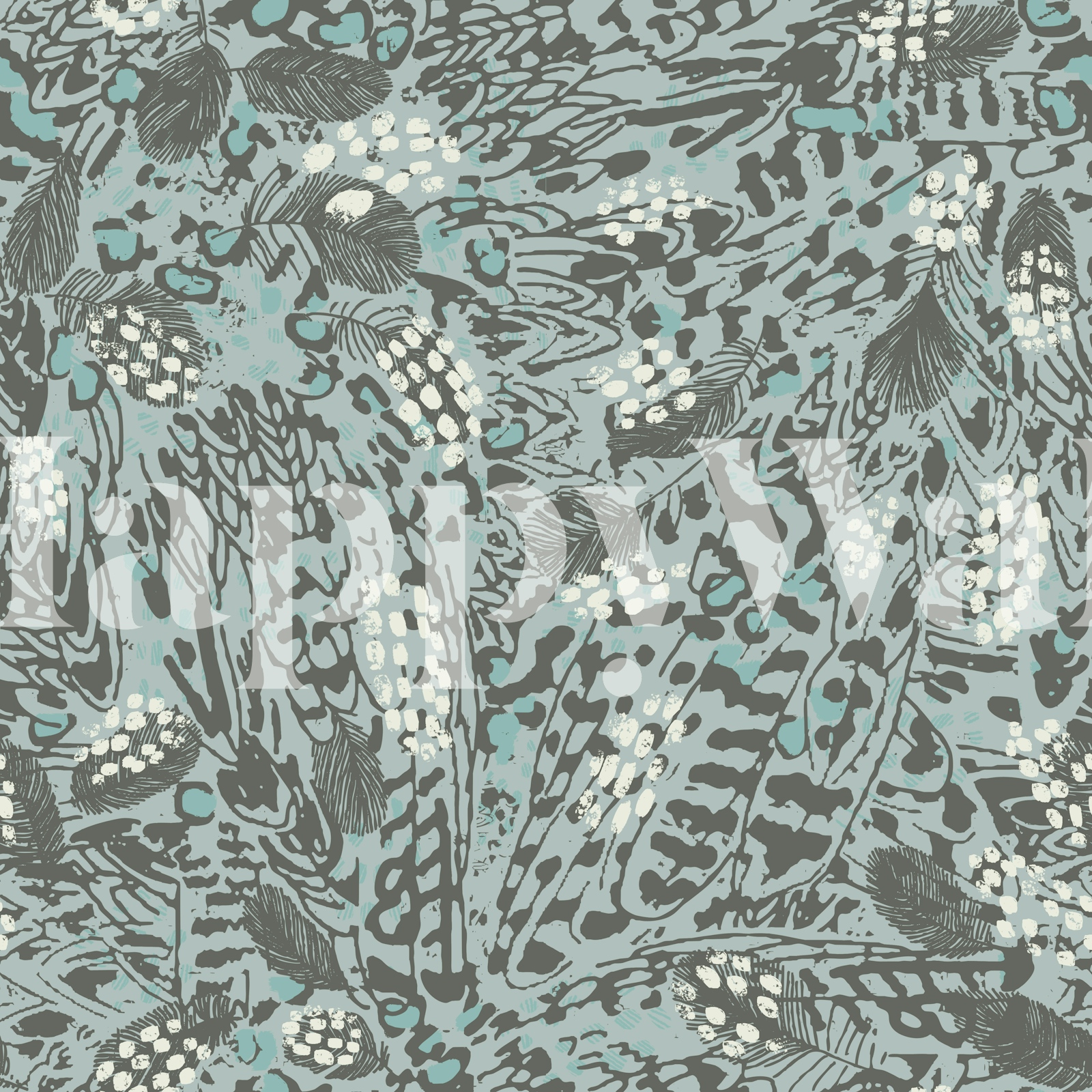 Neutral Blue Animal Print Wallpaper