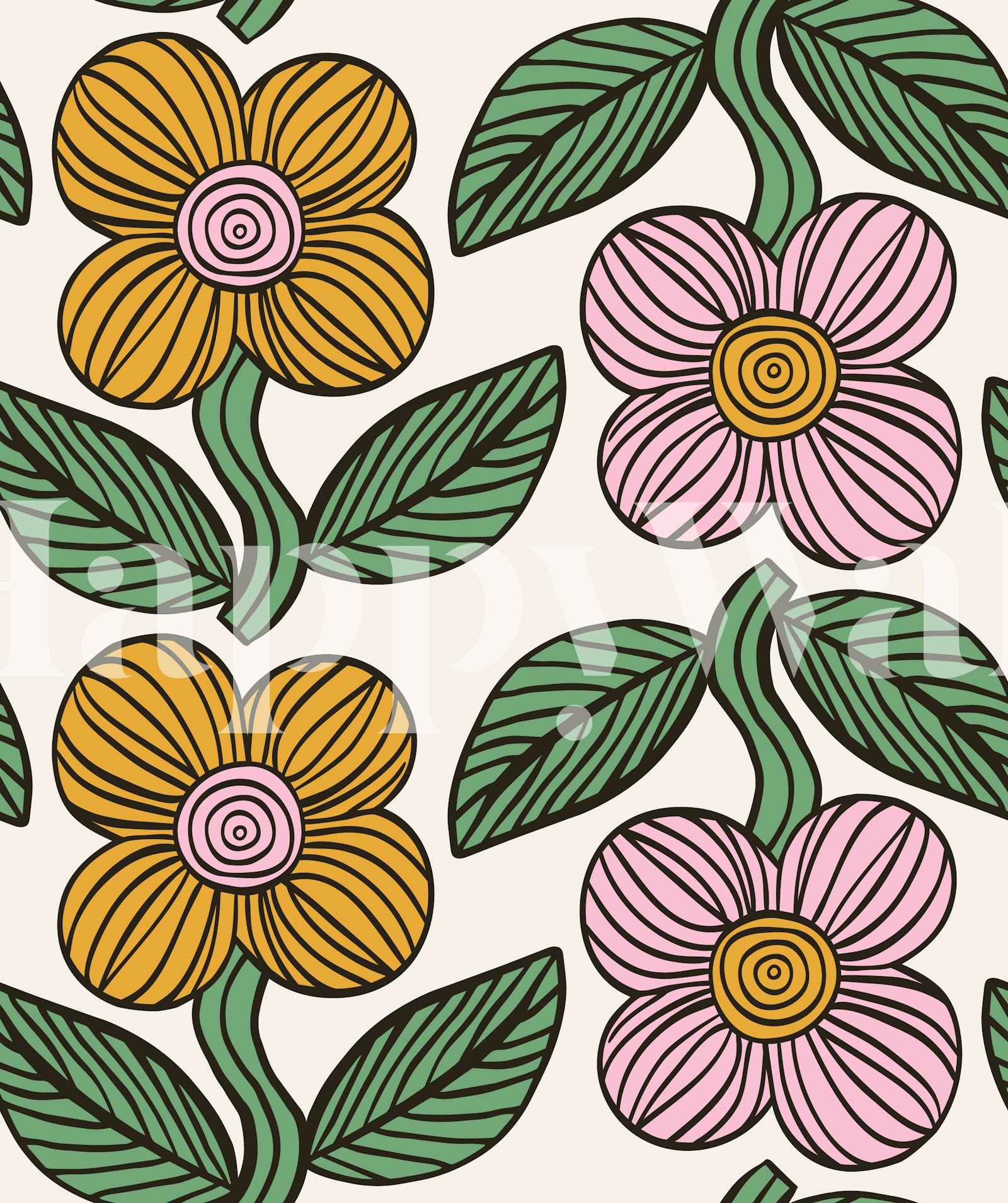 Linocut Flowers | happywall.com