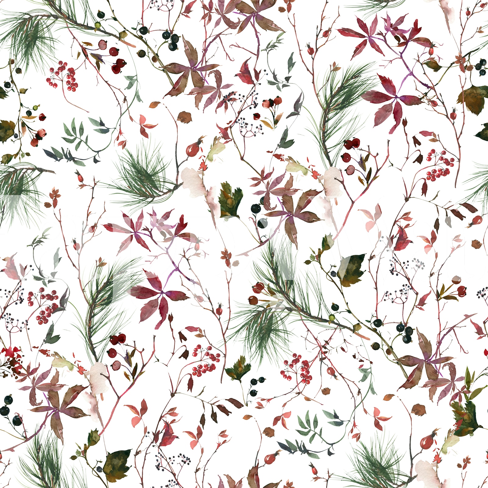 Rustic Berry Sprig Charm Wallpaper - Happywall